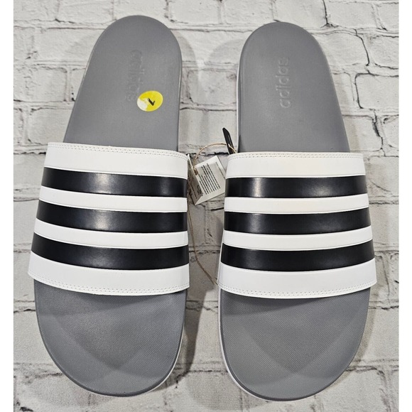 adidas | Shoes | Adidas Adilette Comfort Slide Sandal Shoe White Grey ...